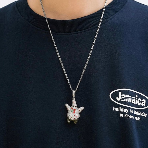 Accessories | Iced Out 18k Gold Spongebob Patrick Star Pendant | Poshmark